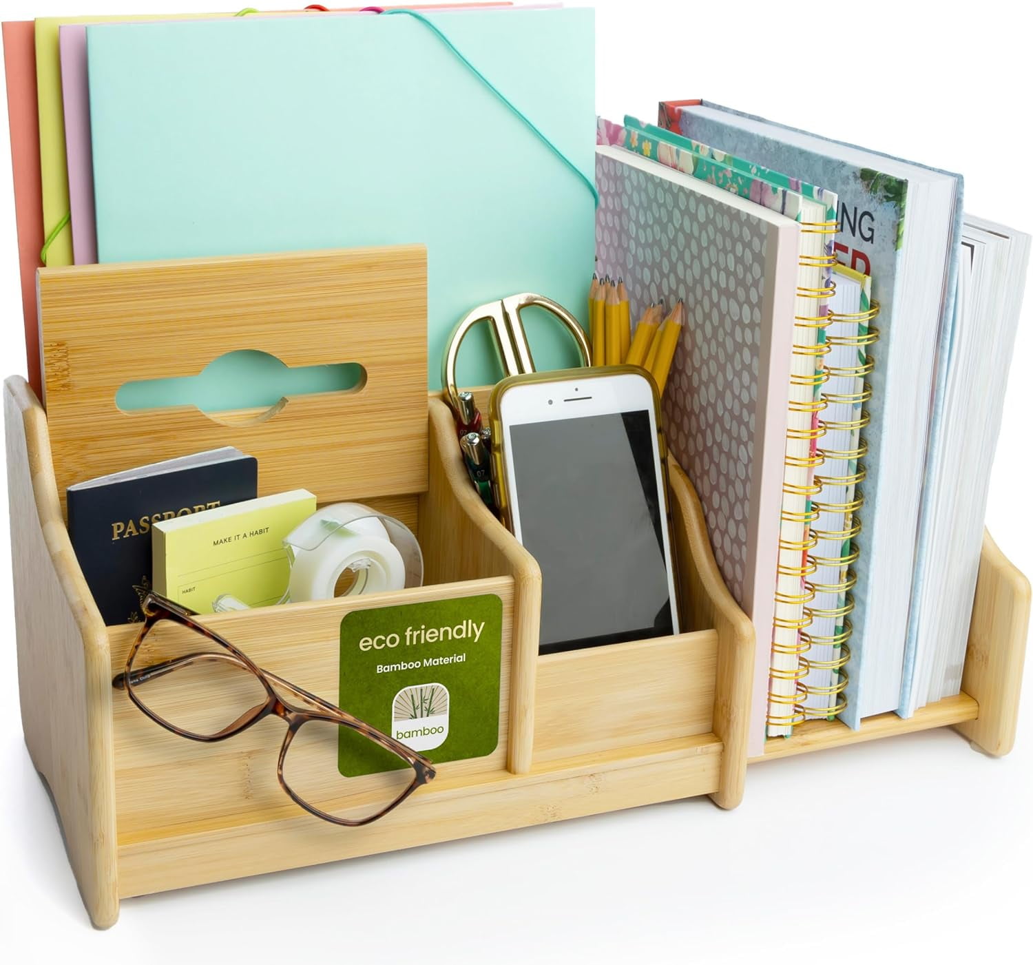 DECOMIL Bamboo Desk Organizer, Wood Desktop Shelf, Perfect Office Decor ...