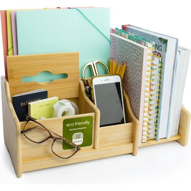 DECOMIL Bamboo Desk Organizer , Wood Desktop Shelf , Perfect Office ...