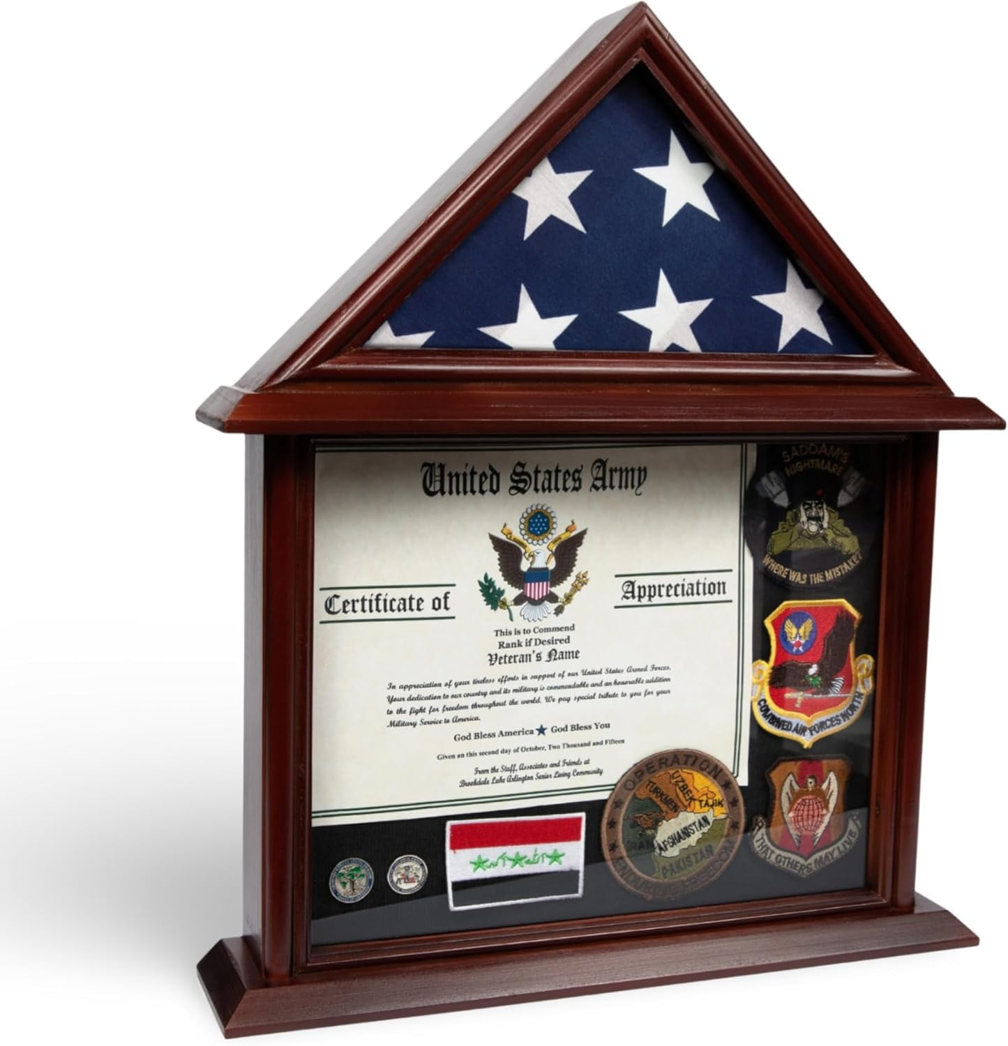 DECOMIL - Certificate and Document Holder with 3x5 Flag Display Case ...
