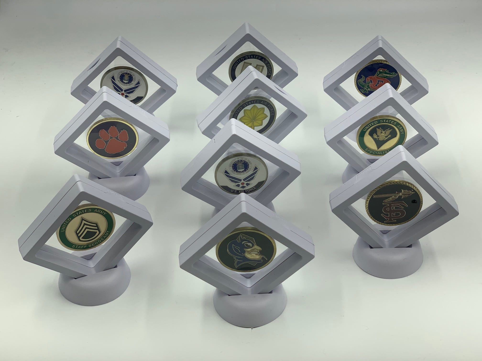 DECOMIL Coin Display Stand - Set of 10 3D Floating Frame Display Holder ...