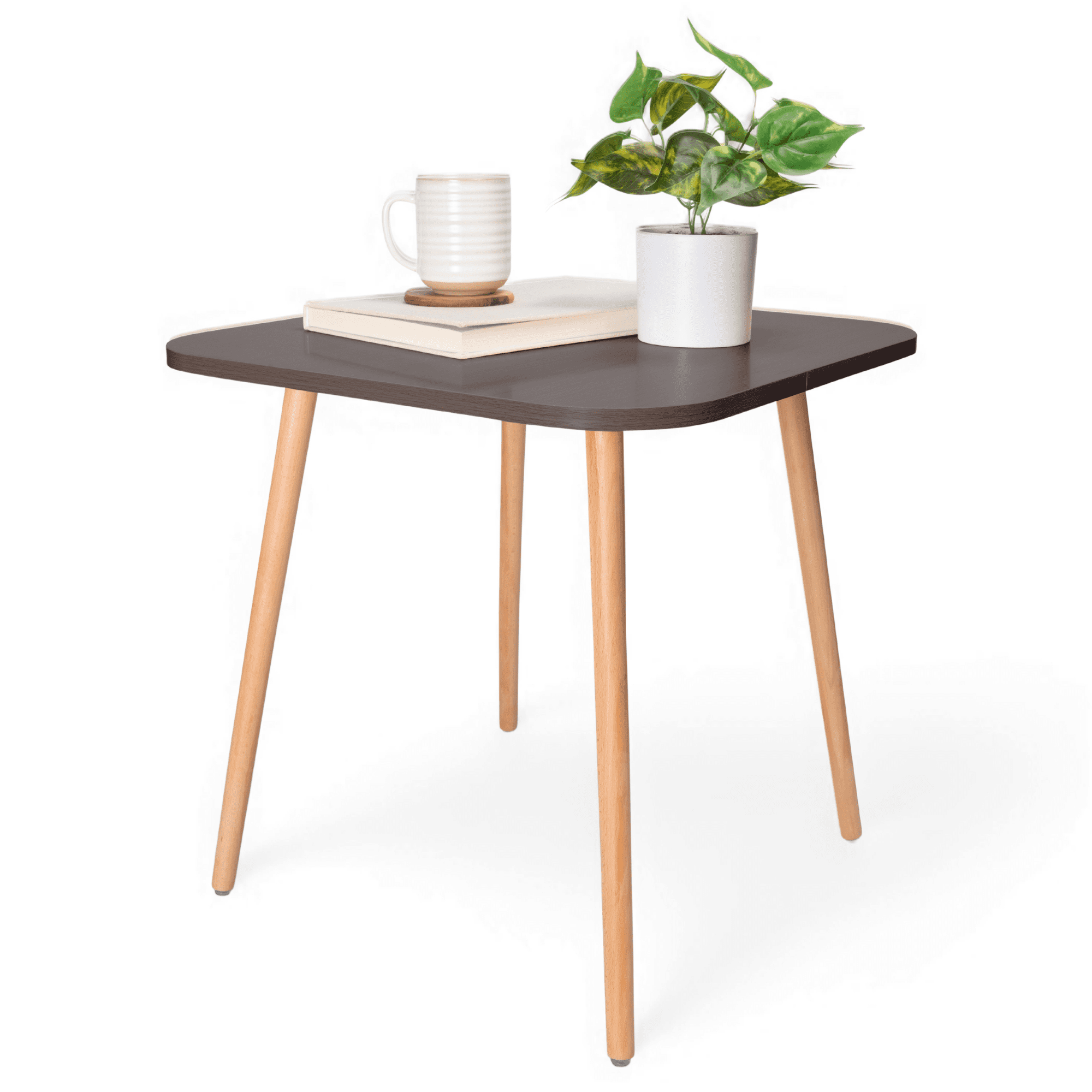 DECOMIL Modern Square Side Table, Compact Wooden Veneer Design, Sturdy ...