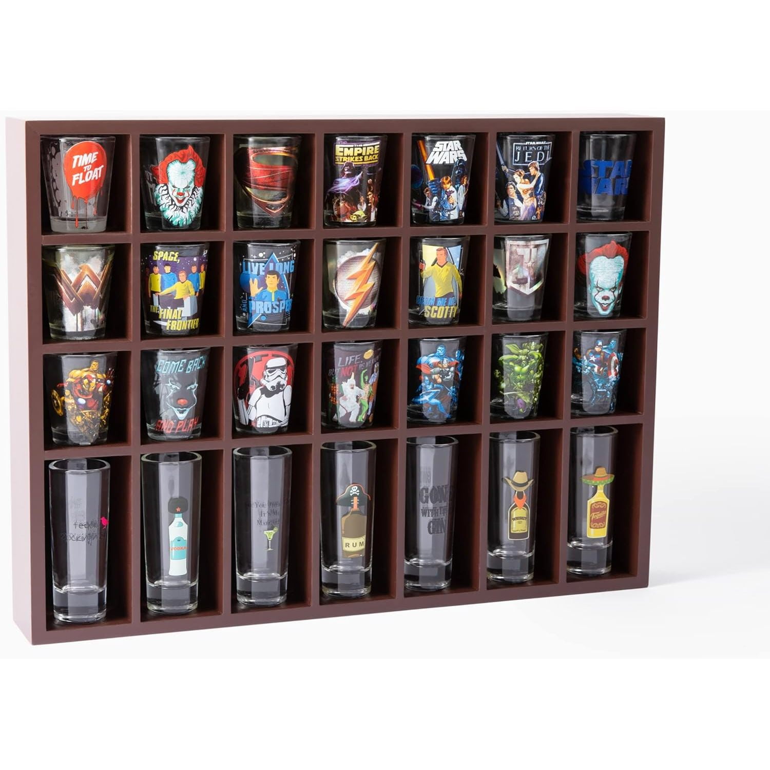 DECOMIL Shot Glass Display Case for Wall & Free Standing, Shot Glass ...