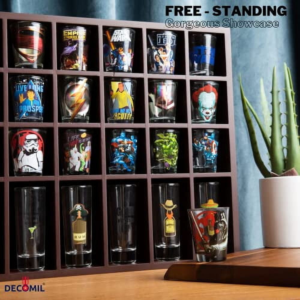 DECOMIL Shot Glass Display Case for Wall & Free Standing, Shot Glass ...