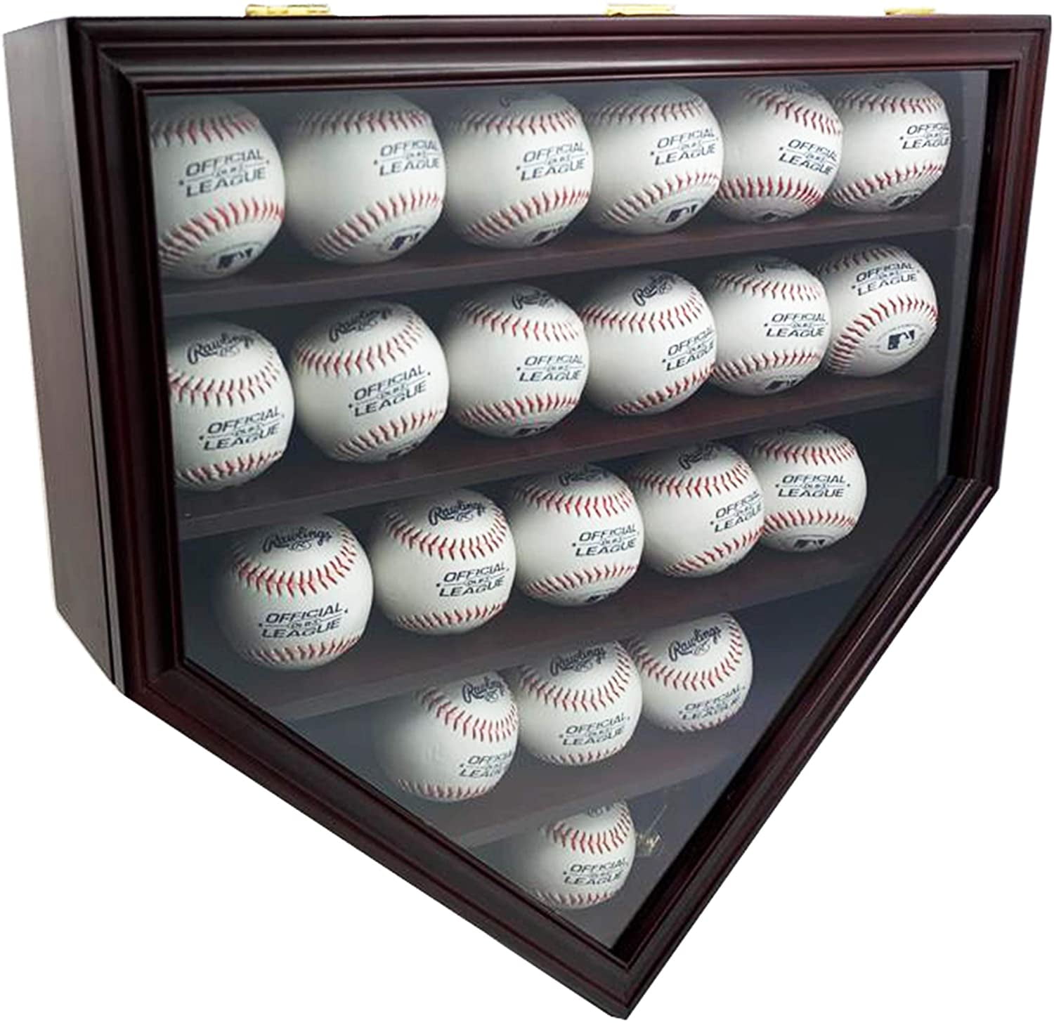 DECOMIL Solid Wood 21 Baseball Display Case Wall Cabinet Holder Shadow ...
