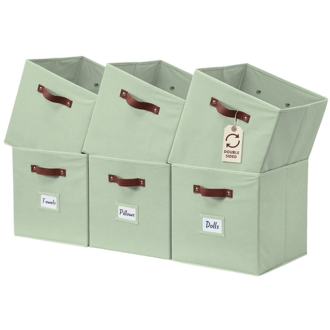 DECOMOMO 13 inch Cube Storage Bin, Fabric Cube, Storage Bin (Green, Set ...