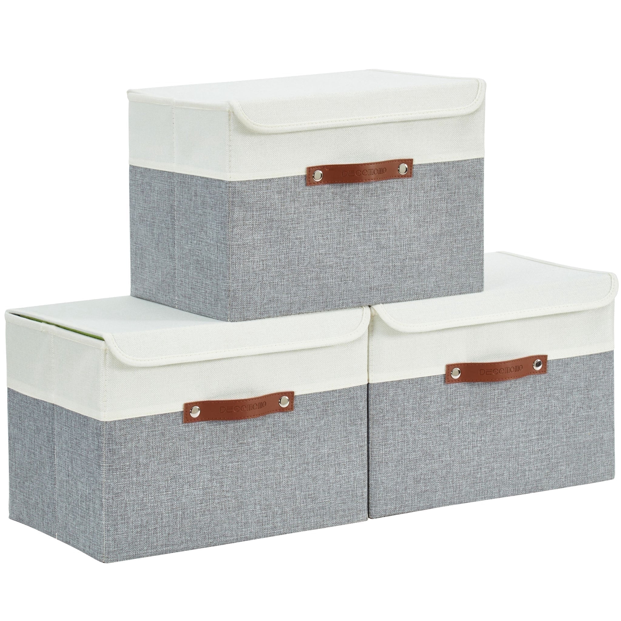 DECOMOMO Large Decorative Storage Bins with Handles and Lids, Set of 3 ...