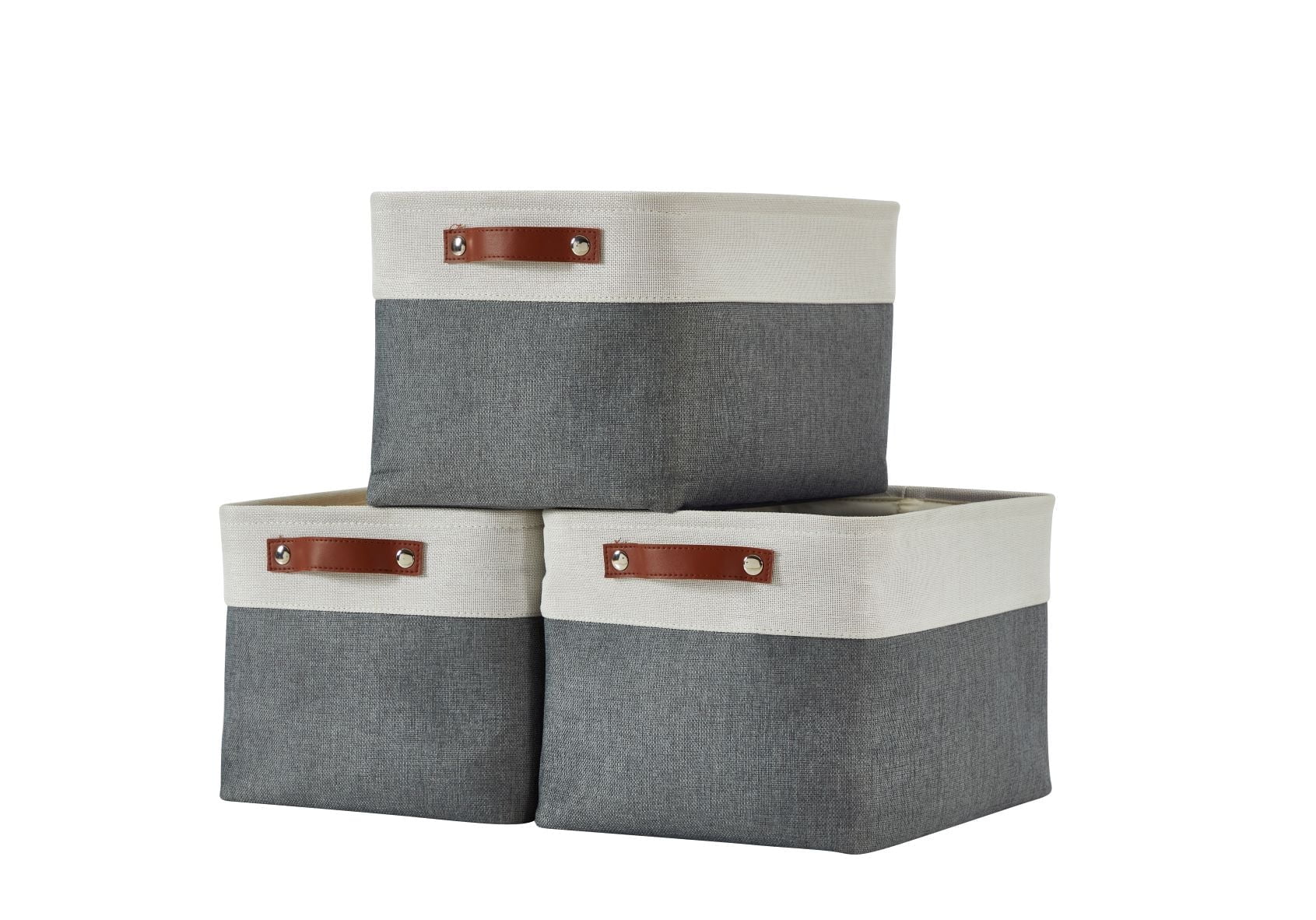 DECOMOMO 15 x 11 x 9.5 in Foldable Fabric Storage Bin, Slate Grey and ...
