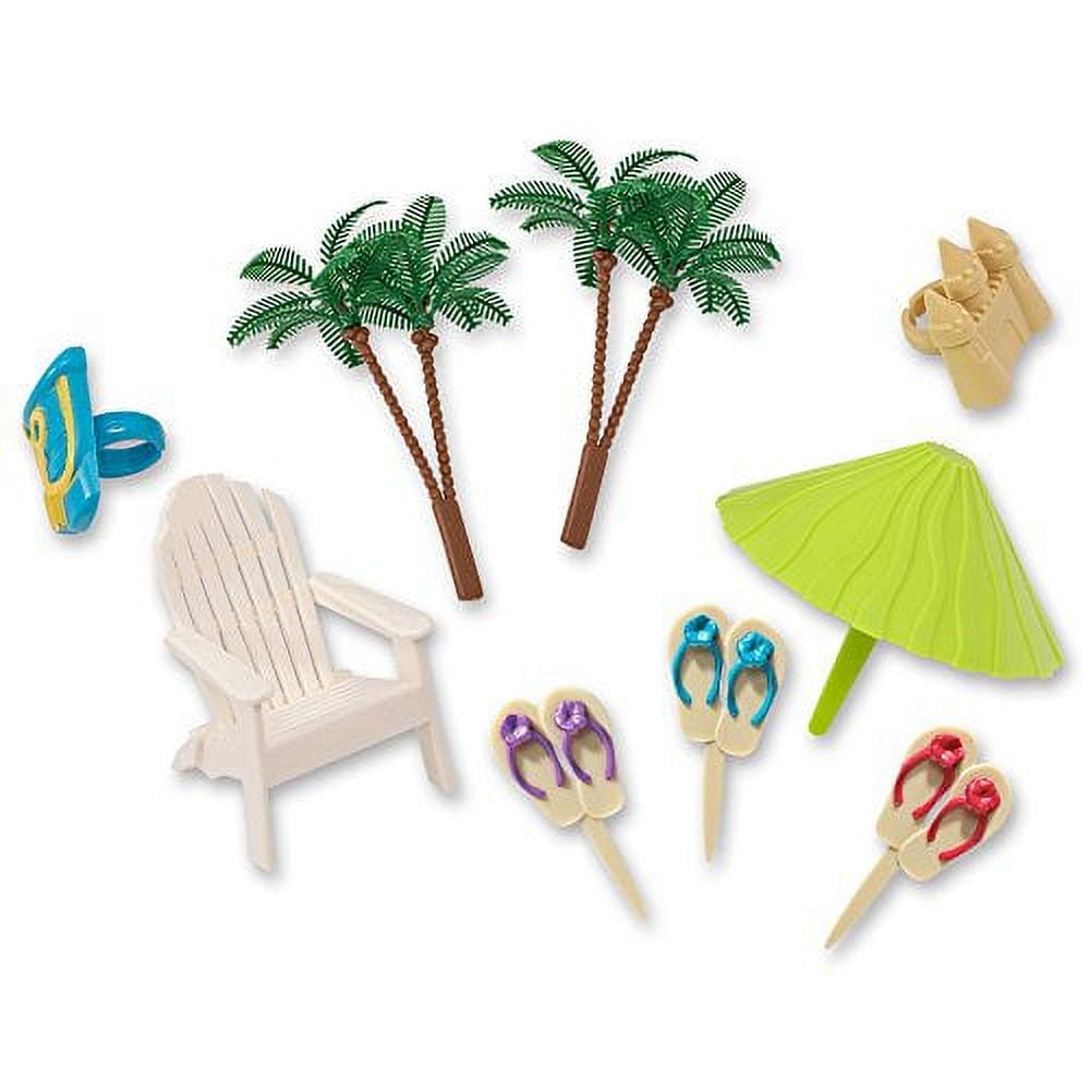 DECOPAC Beach Chair DecoSet Cake Topper & 24 Summer Flip Flops Cupcake ...