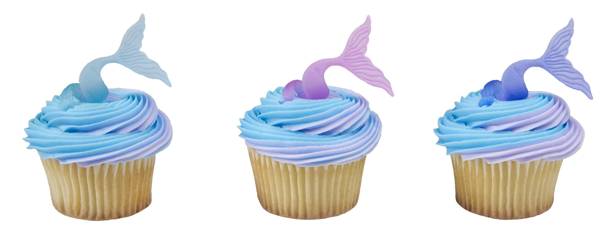 DECOPAC Mermaid Tail Wrap Cupcake Rings, Cake Toppers, Multicolored ...