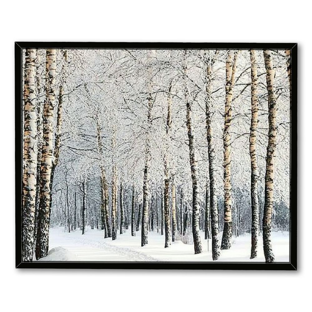 DECOR Winter Snow Canvas Wall Art - White Trees Forest Landscape ...