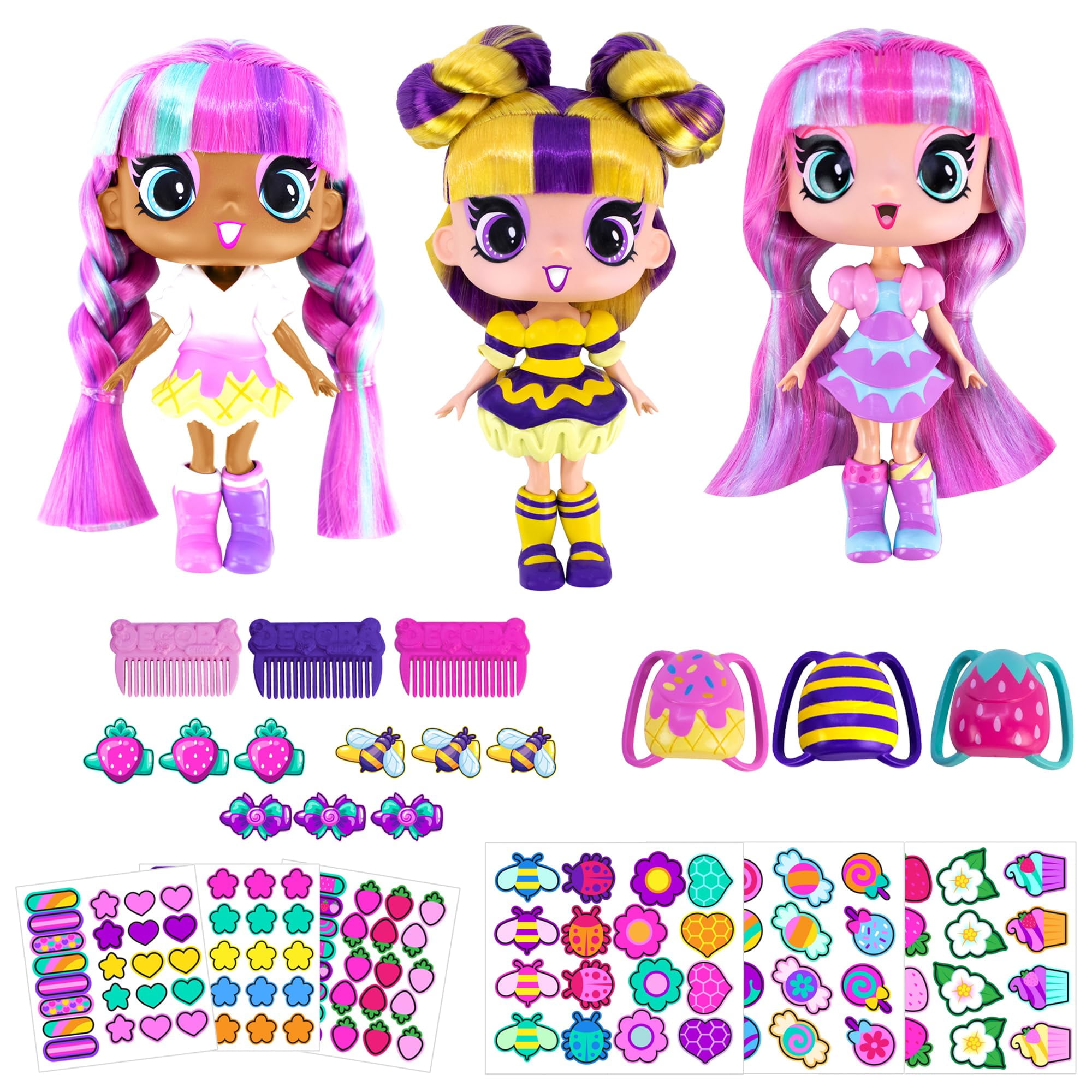 DECORA GIRLZ 5" Dolls -3 Pack B - Blossom, Buzzy, and Sweetie | Fashion ...