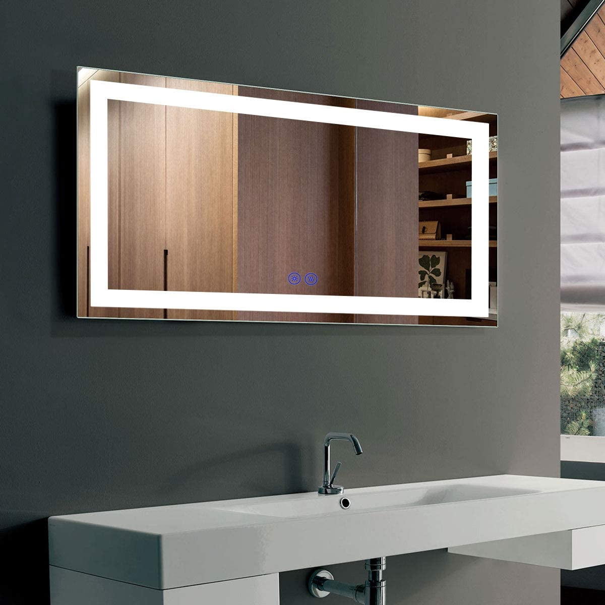 DECORAPORT 40 x 24 Inch LED Bathroom Mirror, Dimmable Lighted Bathroom ...
