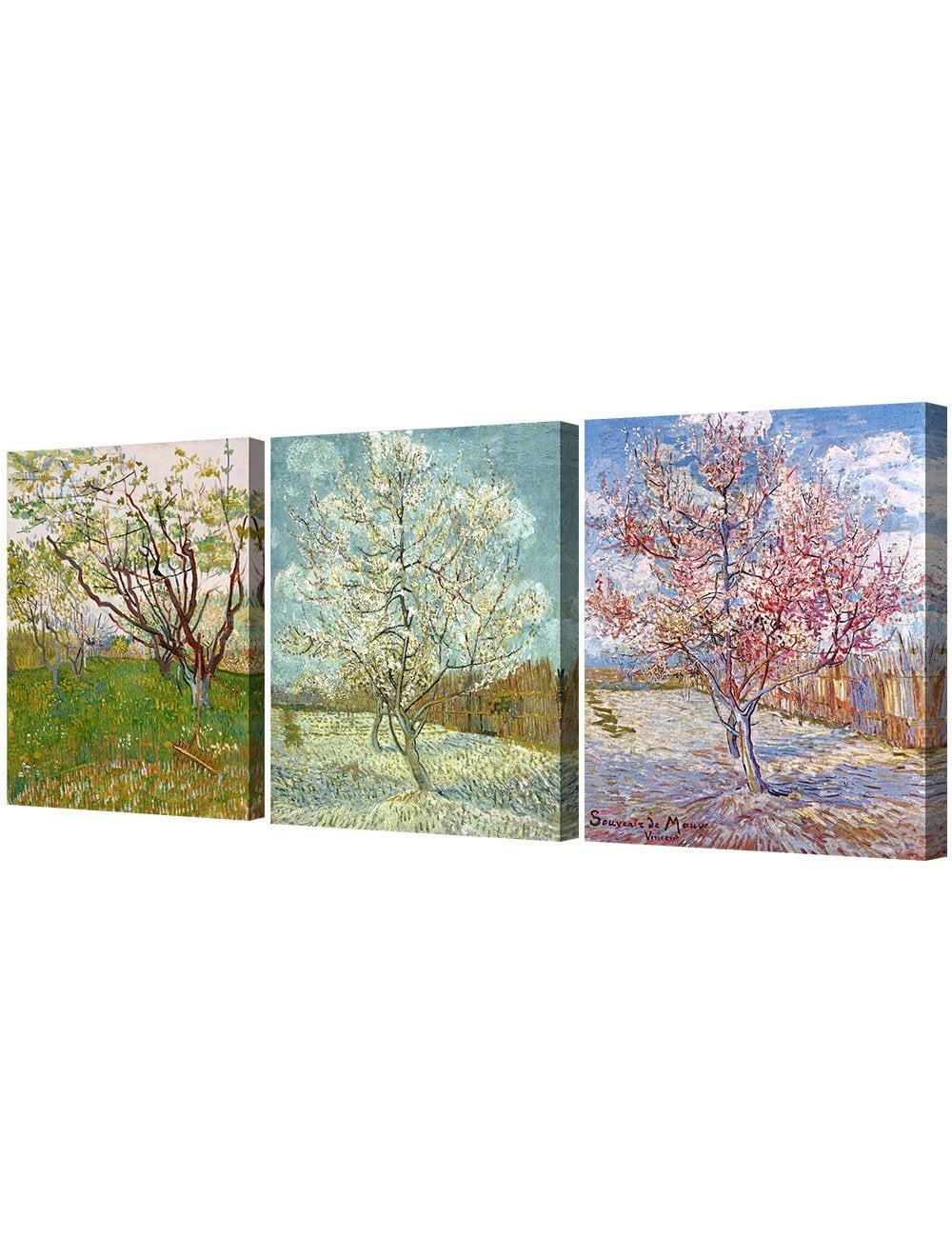 DECORARTS - Triptych (Orchard in Blossom, The pink peach tree, Peach Trees in Blossom) , Vincent ...