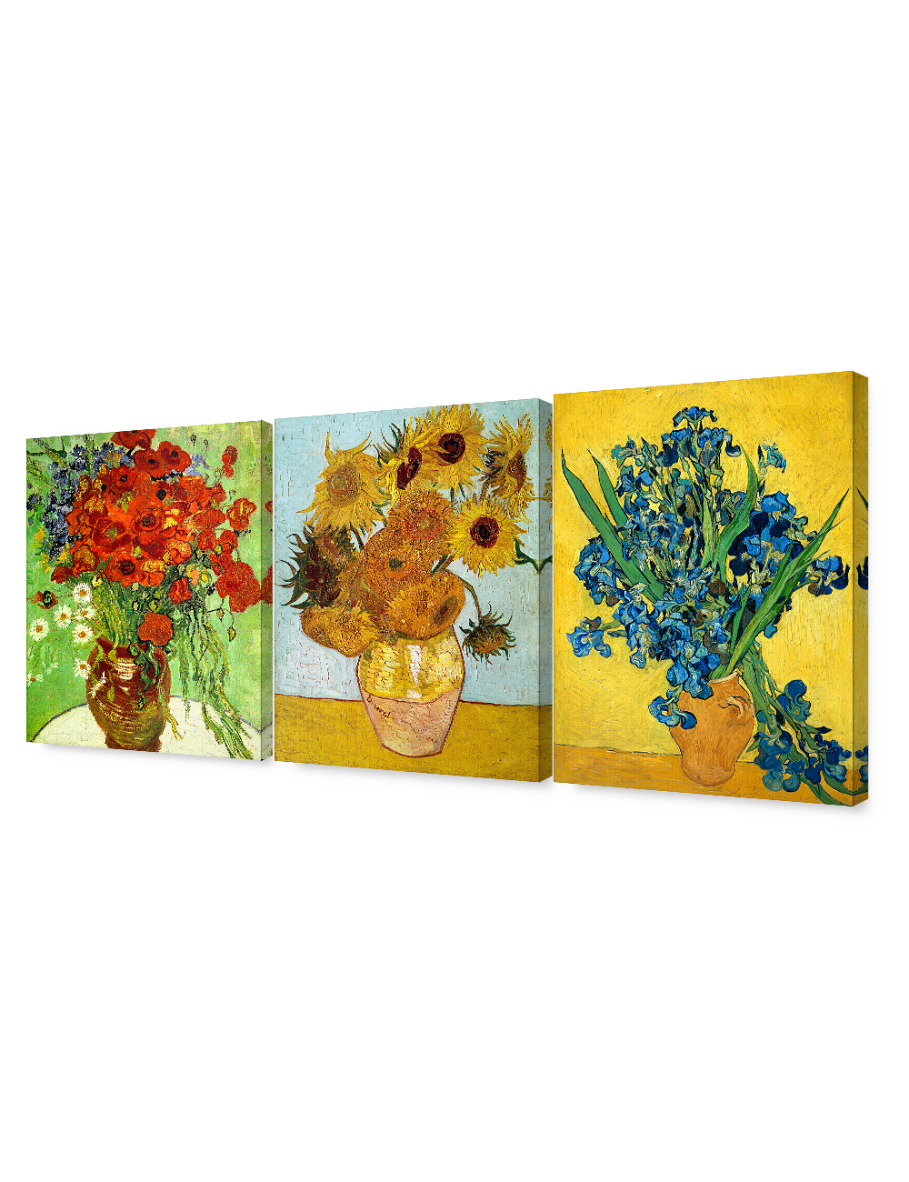 DECORARTS - Triptych (Van Gogh Flower Series) , Vincent classic Art Reproduction. Giclee Canvas ...