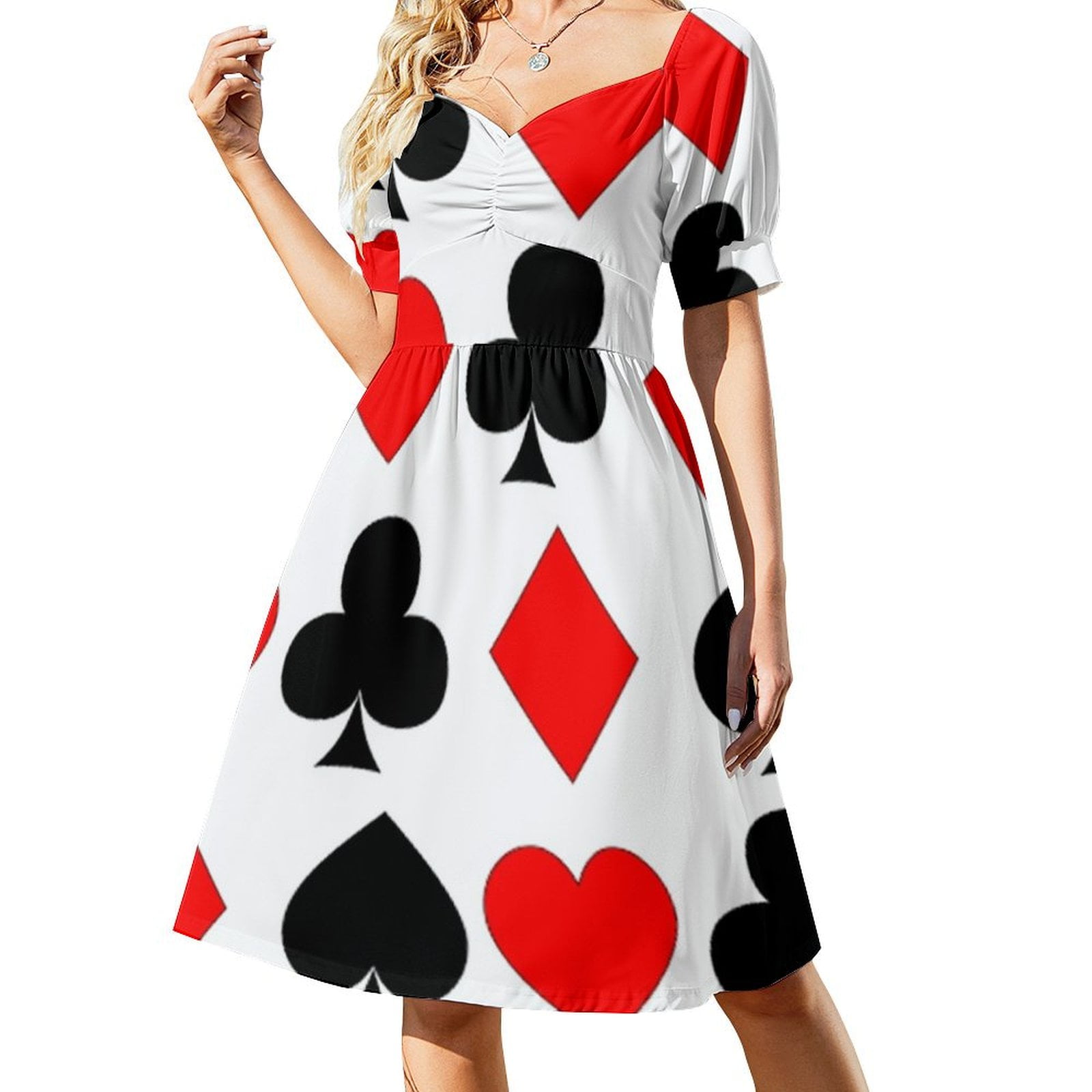 DECORATIVE CASINO NIGHTS CARD SUITS ART Short Sleeved Dress prom dress ...