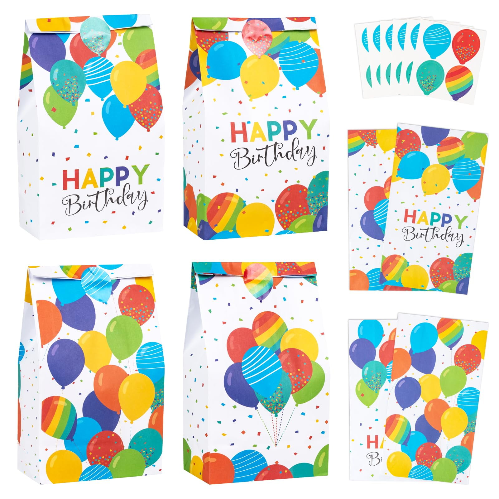 DECORLIFE 24PCS Birthday Party EC36 Favor Bags with Stickers, 4 Styles ...