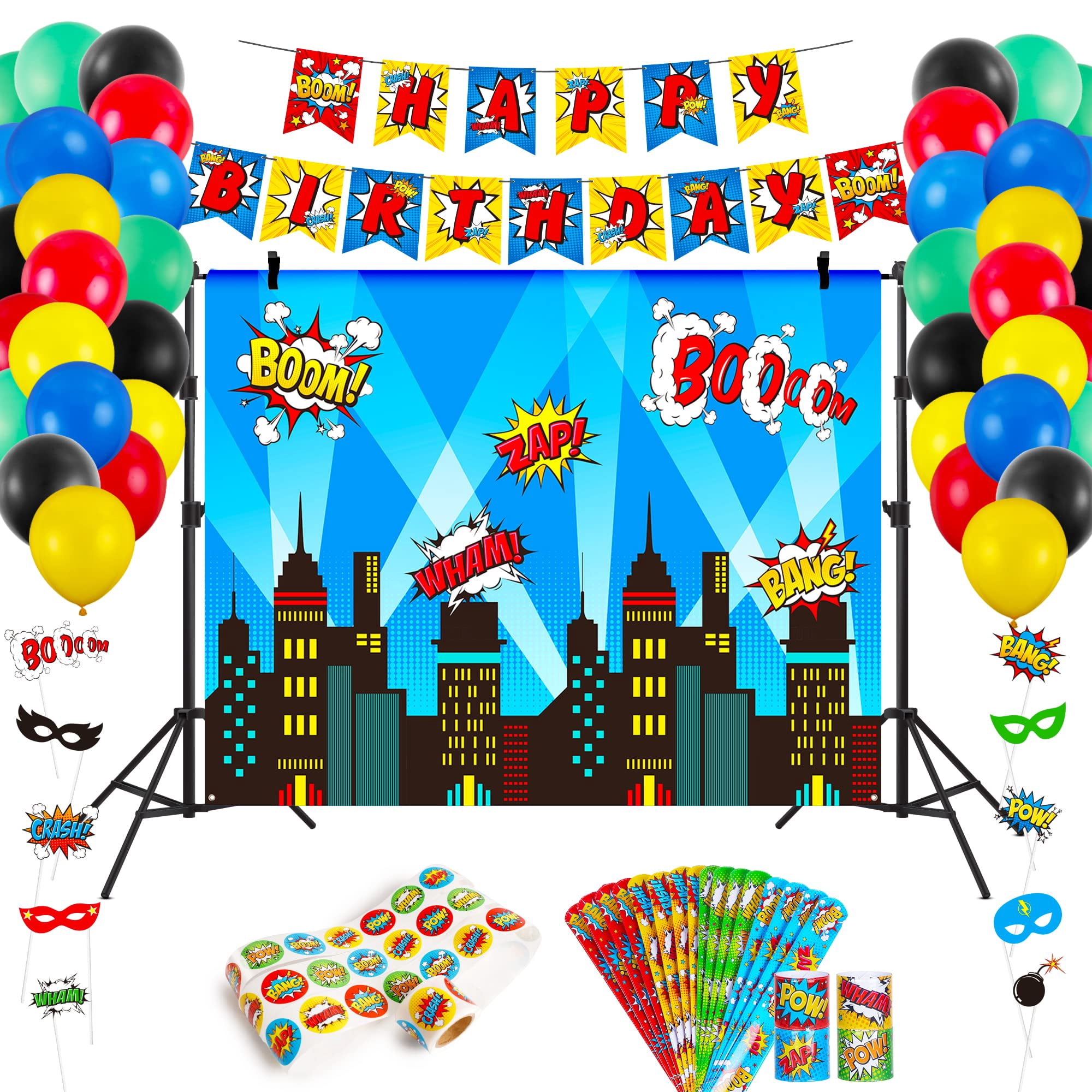 DECORLIFE 89PCS Superhero Photo MMF7 Booth Props Include Photography 16 ...