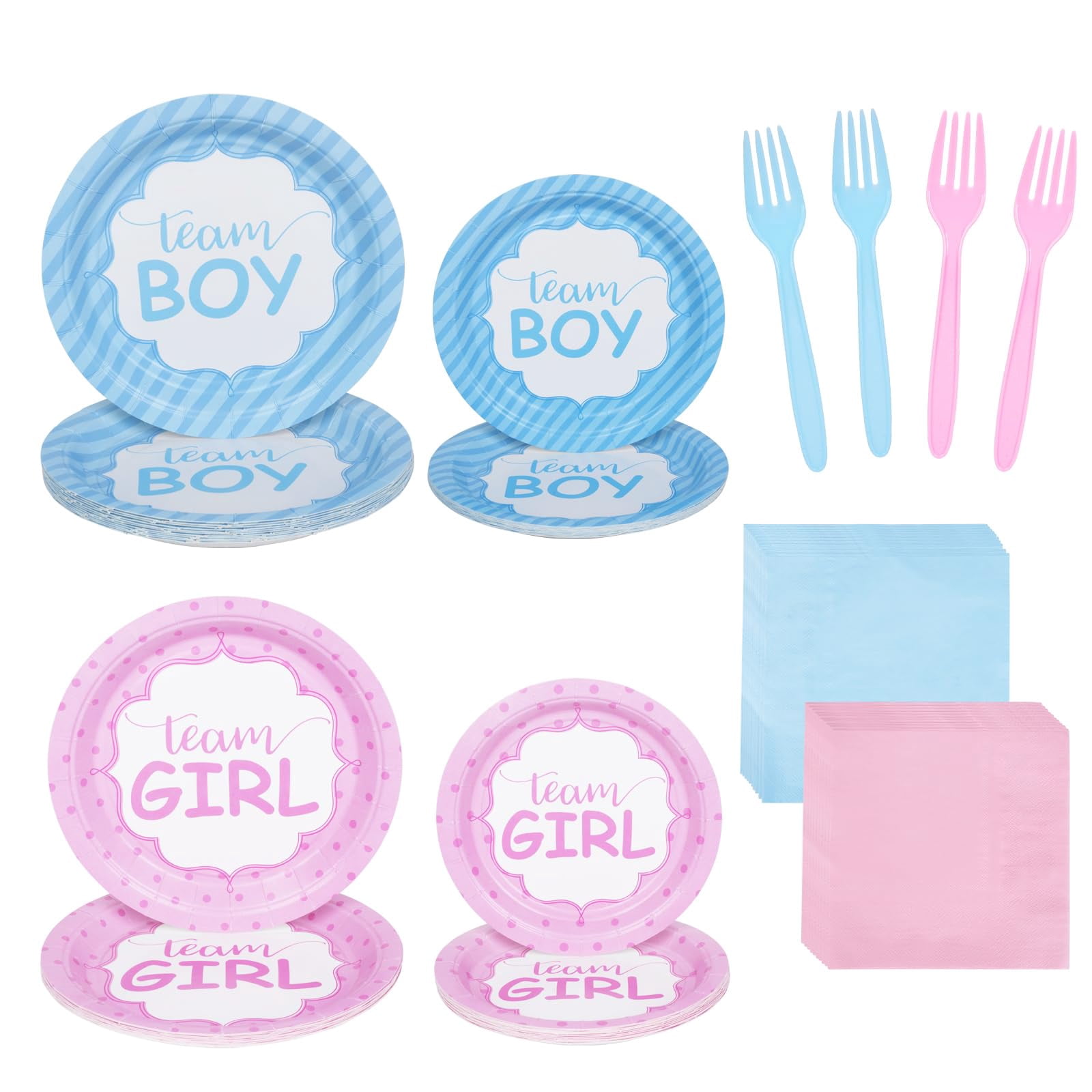 DECORLIFE Gender Reveal Plates STF9 and Napkins Serves 24, Boy or Girl ...