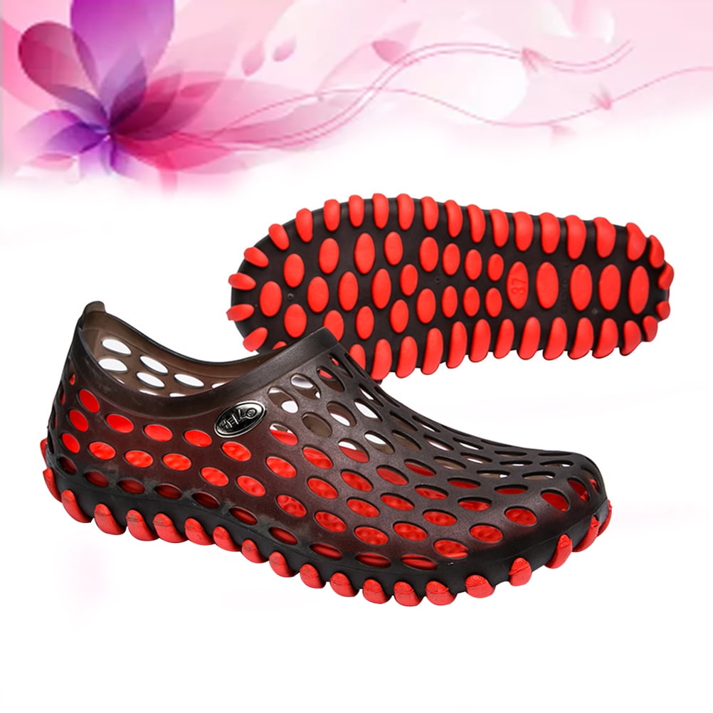DECORNIJIA 1 Pair Swimming Shoes for Women Drain Water Black Red ...