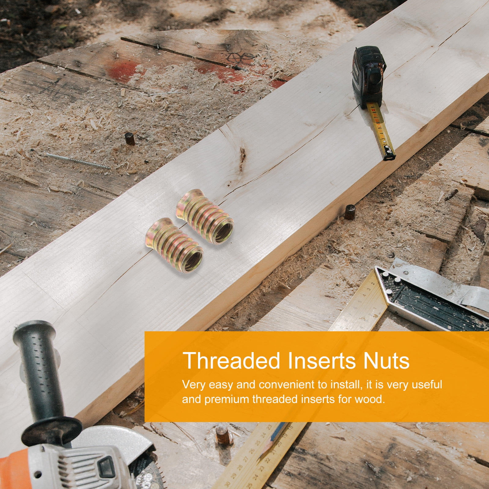 DECORNIJIA 10Pcs Hexagonal Carbon Steel Threaded Wood Inserts for ...