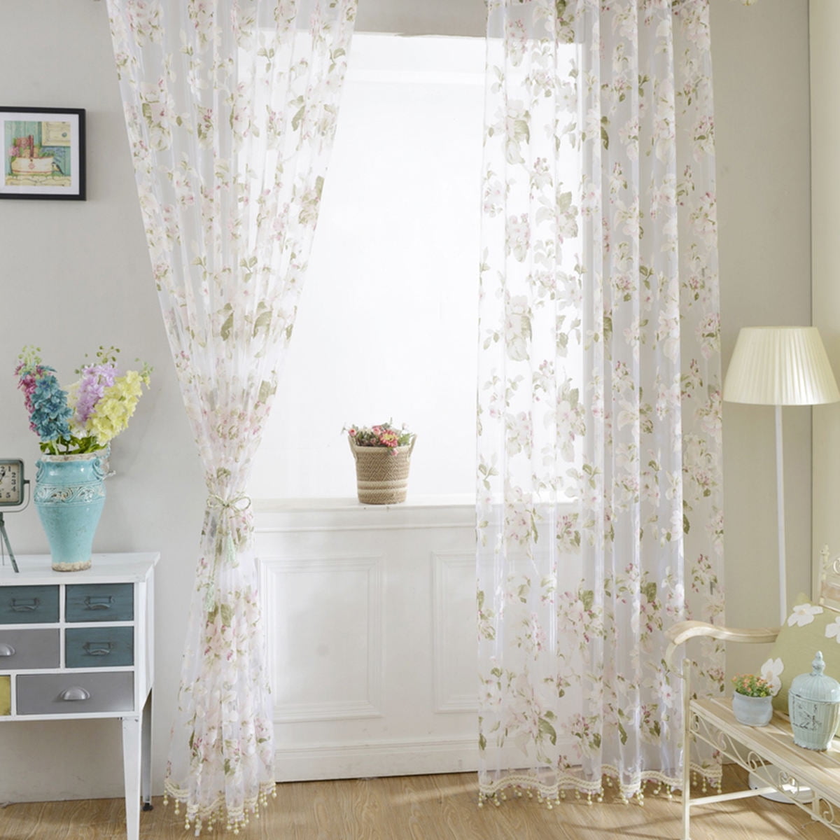 DECORNIJIA 2Pcs Pastoral Style Elegant Privacy Curtains for Bedroom ...