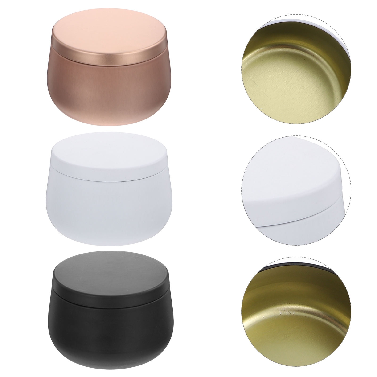 DECORNIJIA 3pcs Empty Tins With Lids Metal Storage For Travel Rose Gold ...