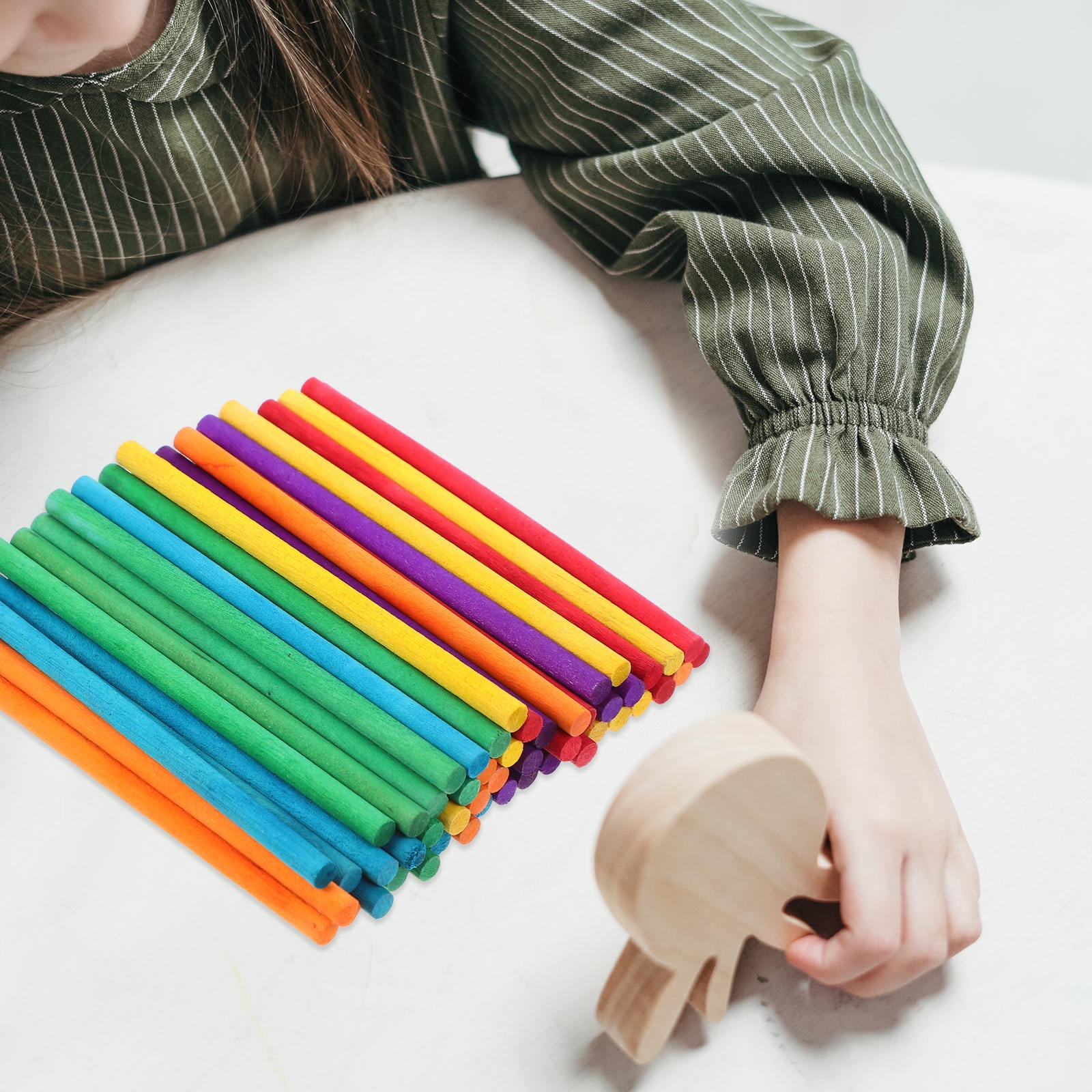 DECORNIJIA 500 Pcs Paint Mixing Sticks Wood Multi Colored for DIY ...