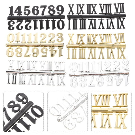 DECORNIJIA 6pcs Clock Numbers Kit Plastic Golden for Craftsmen Projects ...