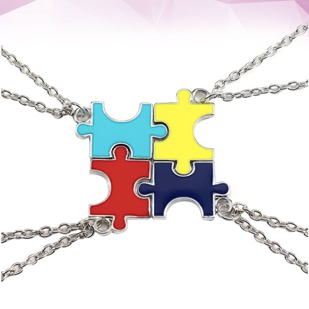DECORNIJIA Creative Friendship Necklace with Puzzle Patchwork Pendant ...