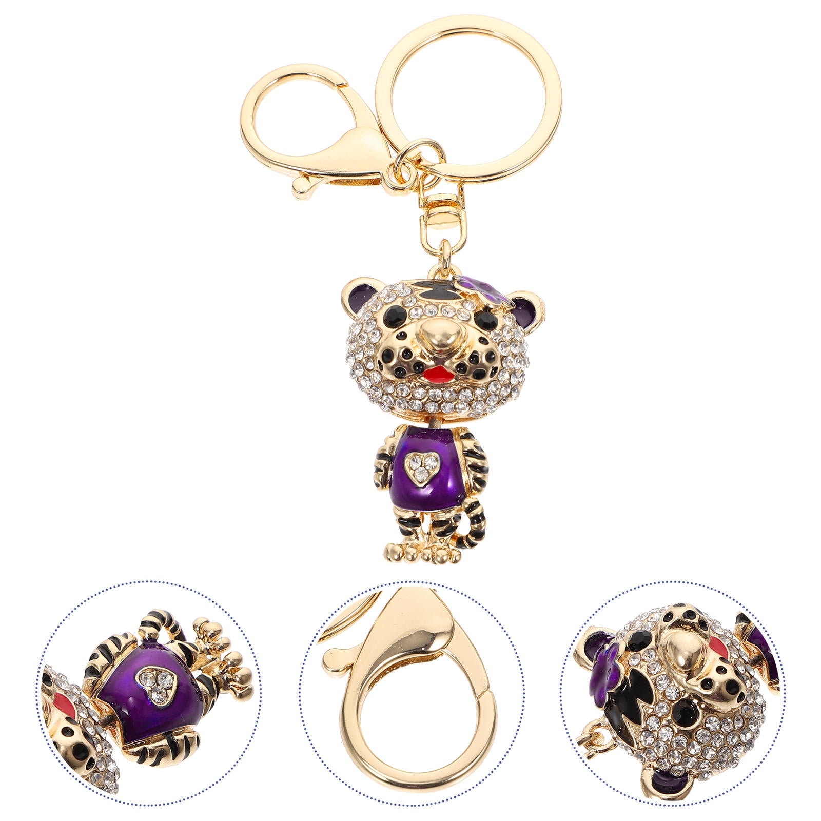 DECORNIJIA Key Chain Pendant Tiger Shape Zinc Alloy Rhinestone For Keys ...