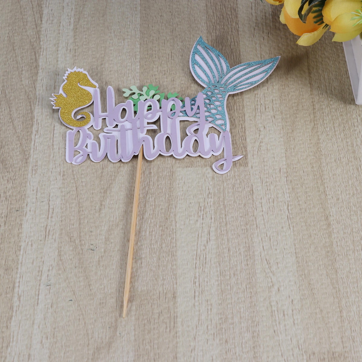 DECORNIJIA Ocean Cake Toppers 1Pcs Mermaid Tail Shiny Shape for Cakes ...