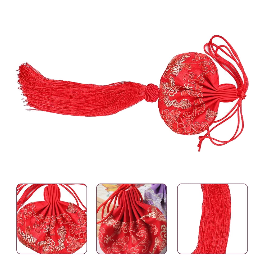 DECORNIJIA Traditional Chinese Pouch Red Nylon Decoration Festival ...