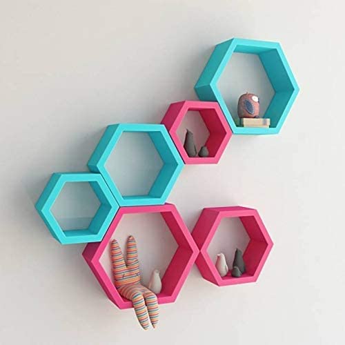 DECORVISTA Hexagon Shape Wall Rack Shelves Floating Storage Shelf for ...