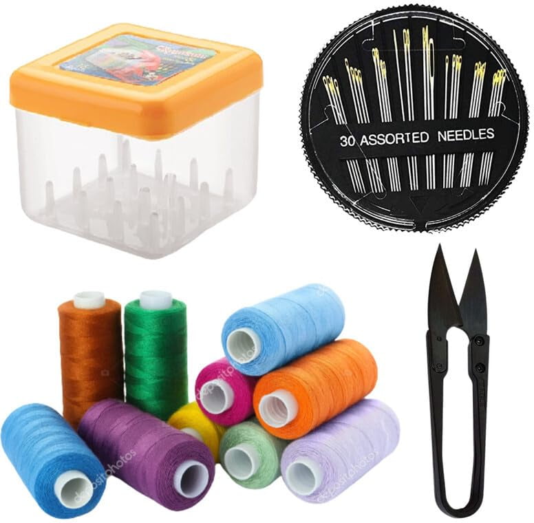 DECRONICS 16 Pcs Polyester Sewing Threads Spools183 Meter 3Ply ...