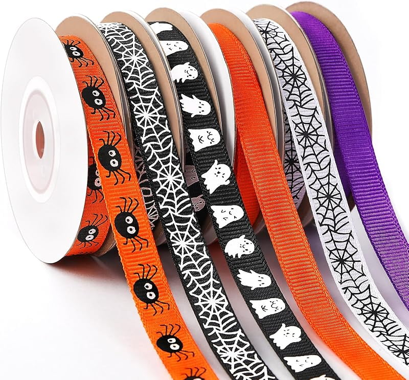 DECYOOL Halloween Ribbon, 6 Rolls 60 Yards Grosgrain Ribbons 10mm Wide ...