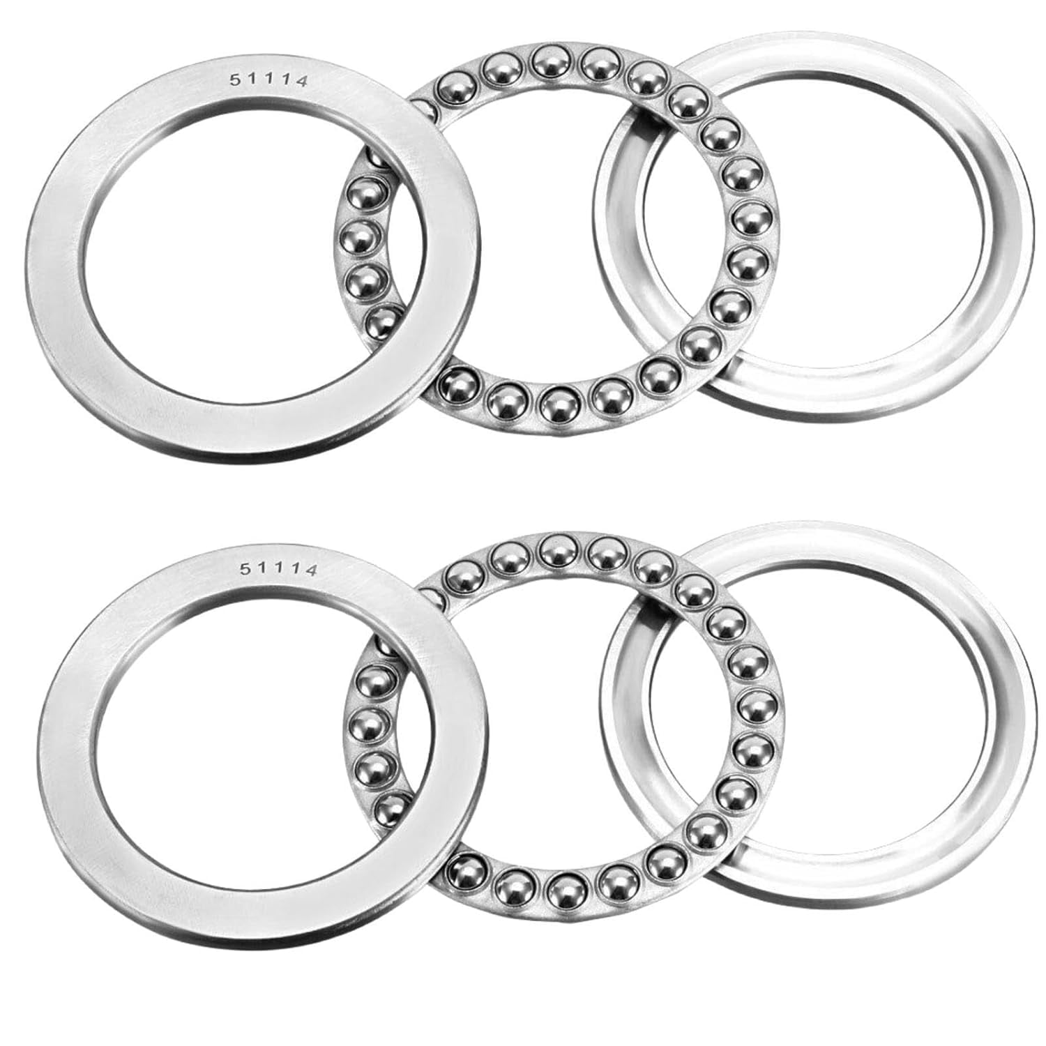 DEEG 2 Pack 51114 Thrust Ball Bearing 75mm X 95mm X 18mm Carbon Steel ...