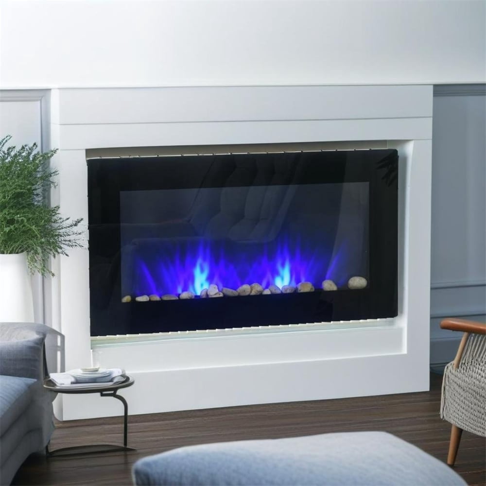 DEELIGHT Electric Wall-Mounted Fireplace w/Flame Effect,7Color ...