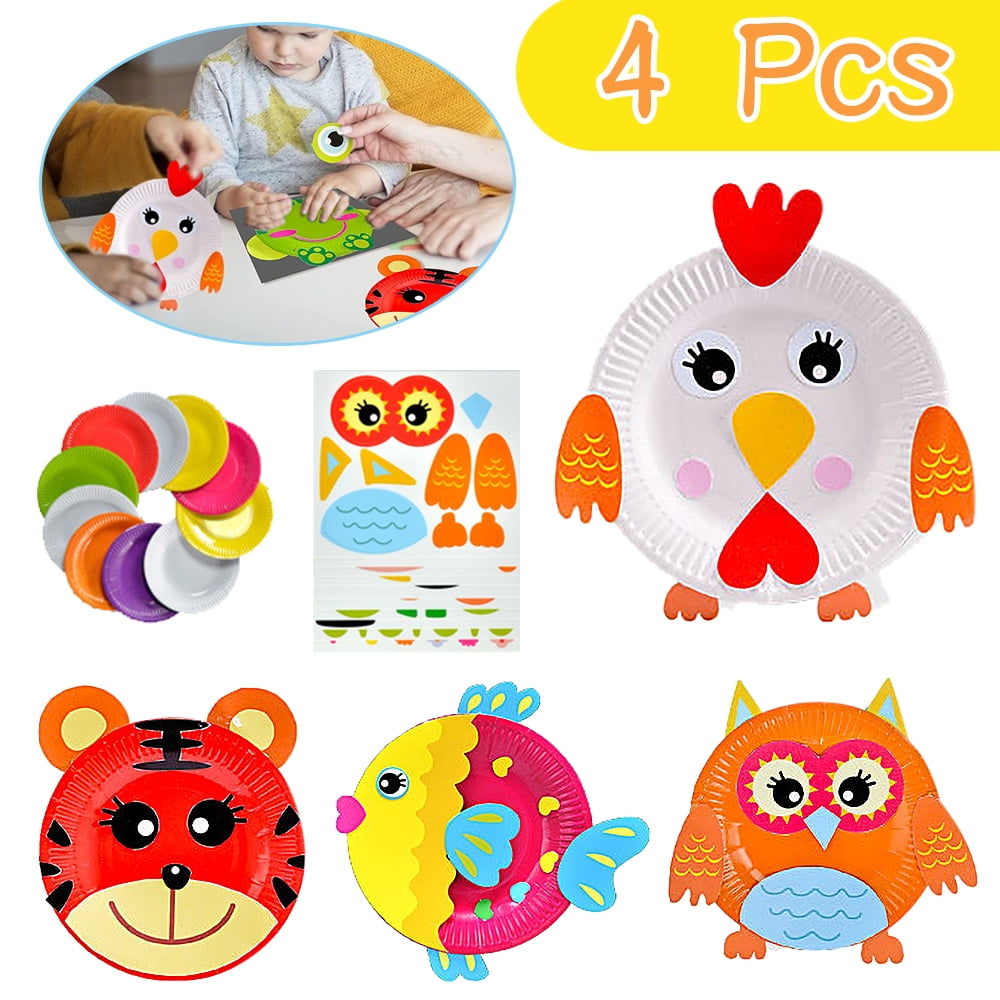 DEELLEEO 10 Pcs Paper Plate Art Kit for Girl Boy, Toy DIY Animal Art ...