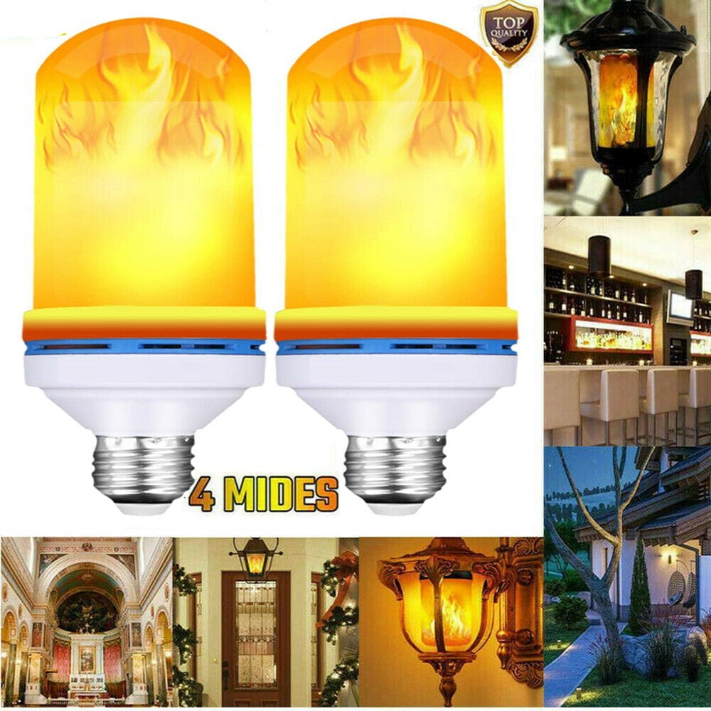 DEELLEEO 2 Pack LED Flame Effect Light Bulb, 4 Modes Flame Lights Bulbs ...