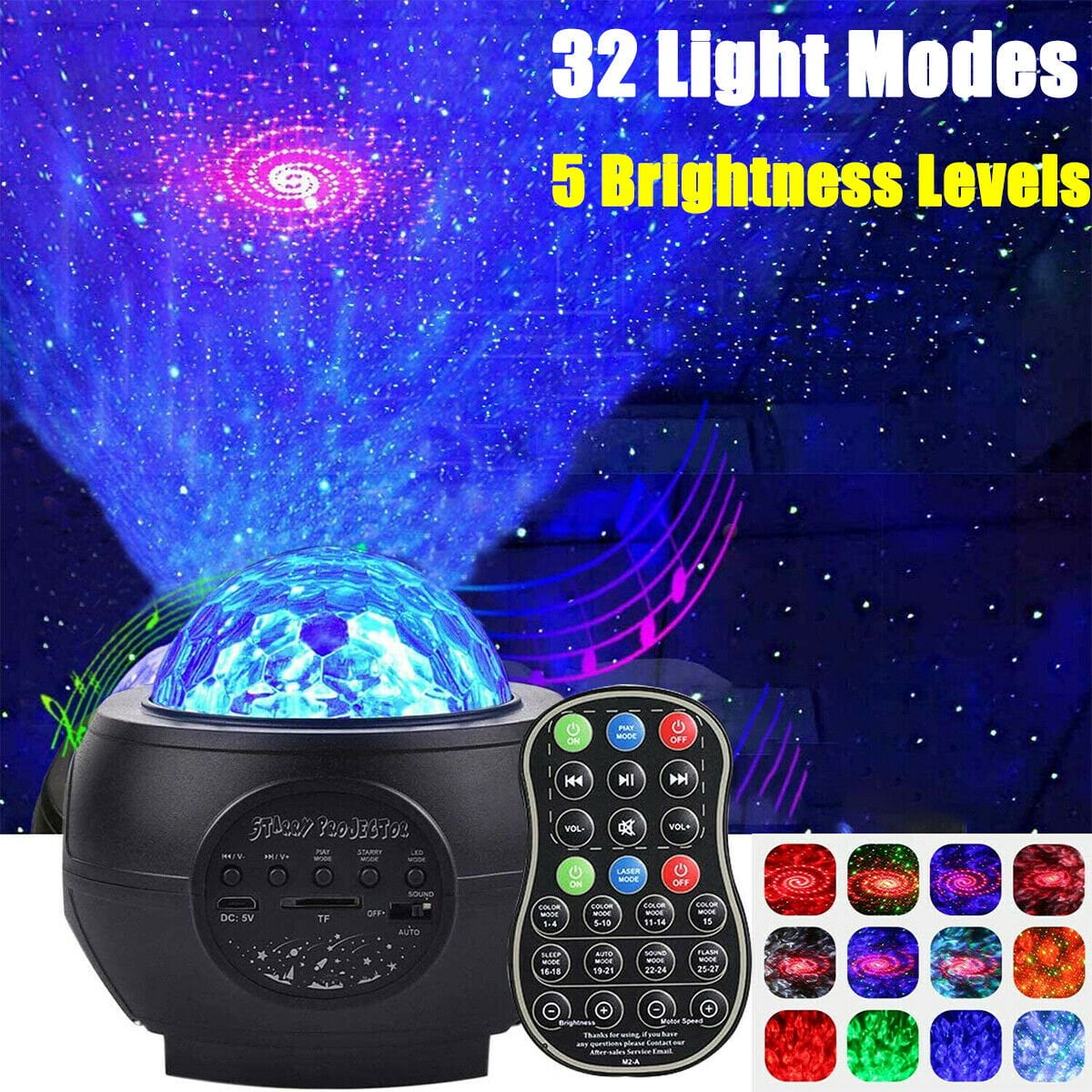 DEELLEEO 3-In-1 Star Projector Night Lights with Hi-Fi Stereo Bluetooth ...