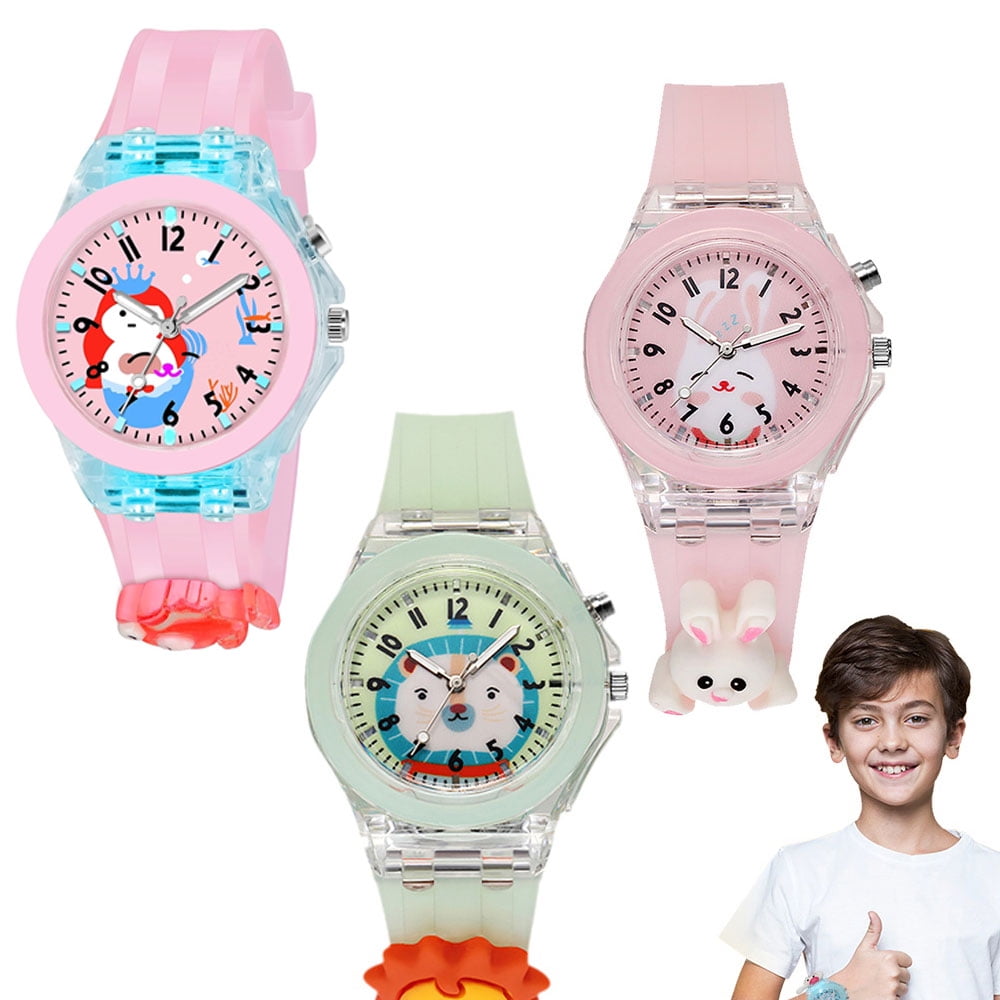 DEELLEEO 3Pcs Glow Wrist Watch Silicone Strap Children Watches Cute ...
