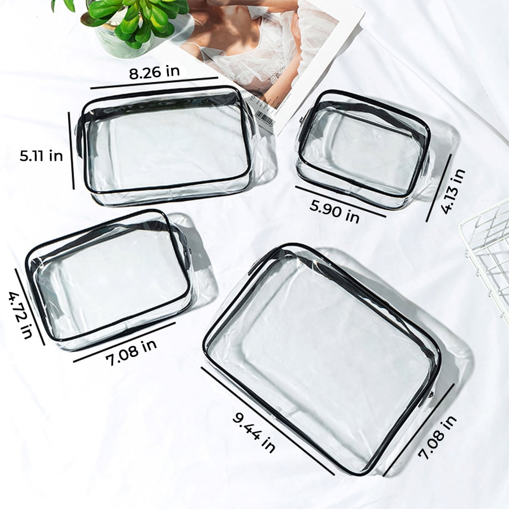 DEELLEEO 4 Pcs Clear Toiletry Bag with Zipper Waterproof Toiletry Carry ...
