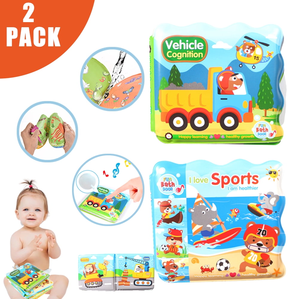 DEELLEEO Baby Bath Books 2 Pcs Waterproof, Floatable Baby Books; Baby ...