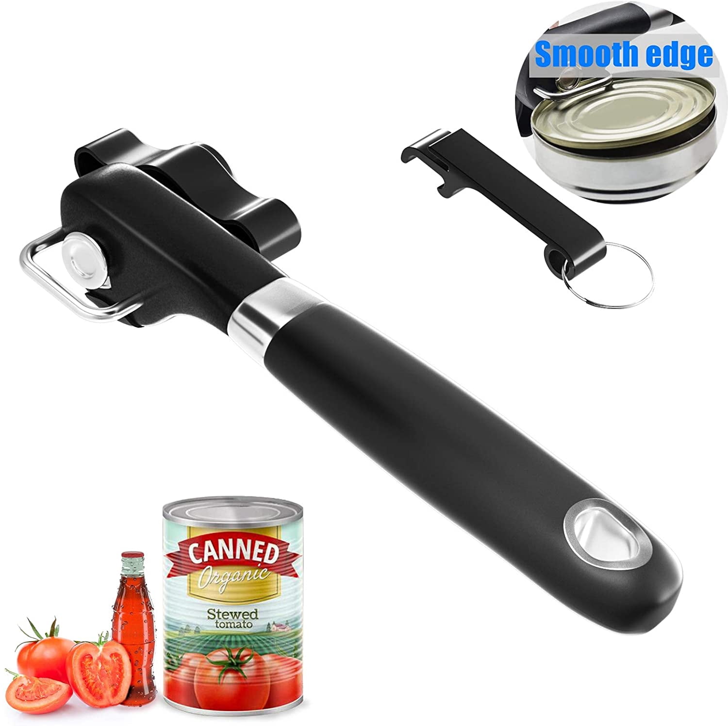 DEELLEEO Can Opener Smooth Edge -Safe Cut- Can Opener handheld with ...