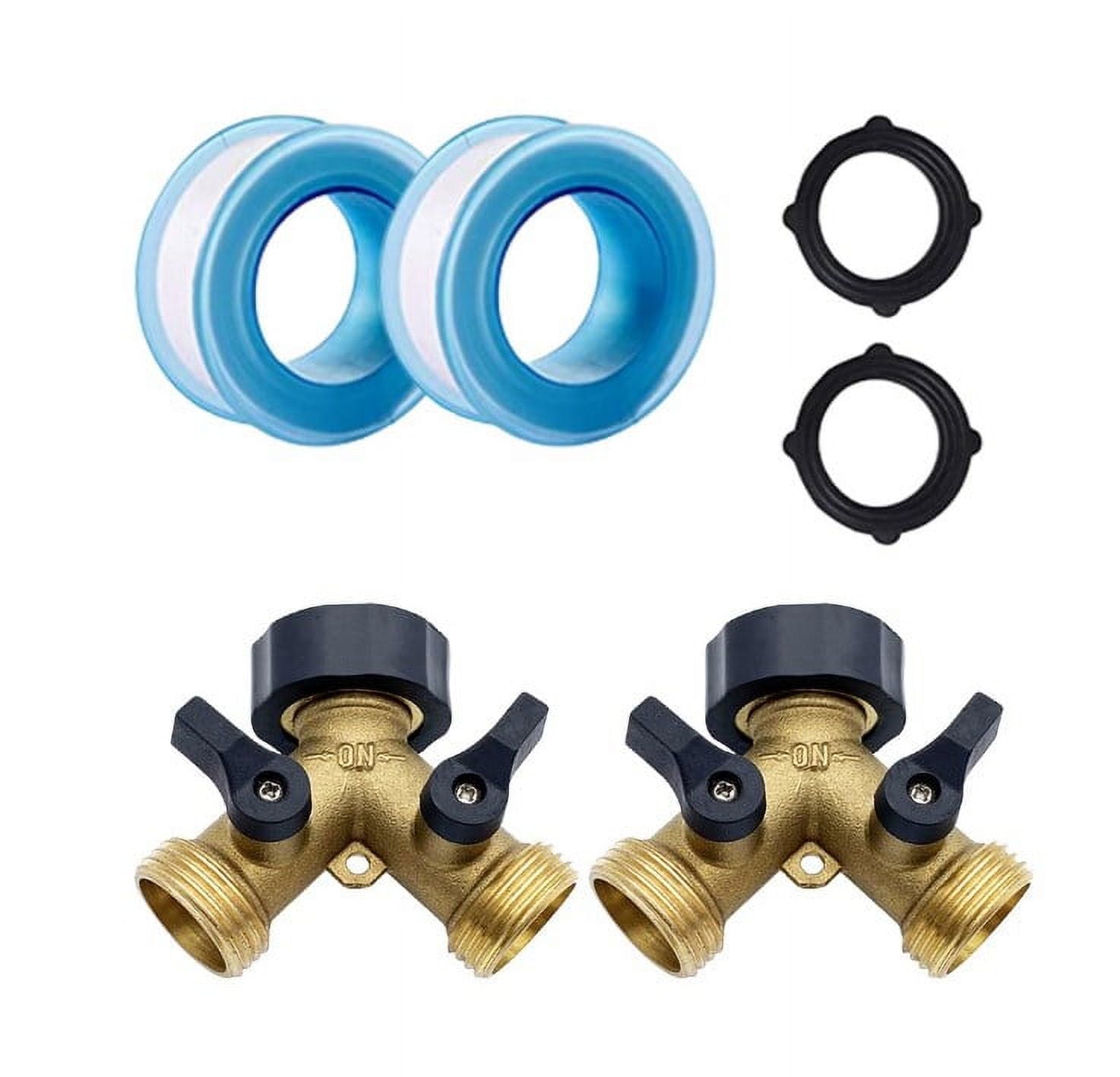 DEELLEEO Garden Hose Splitter 2 Way, Heavy Duty Brass Connector Tap ...