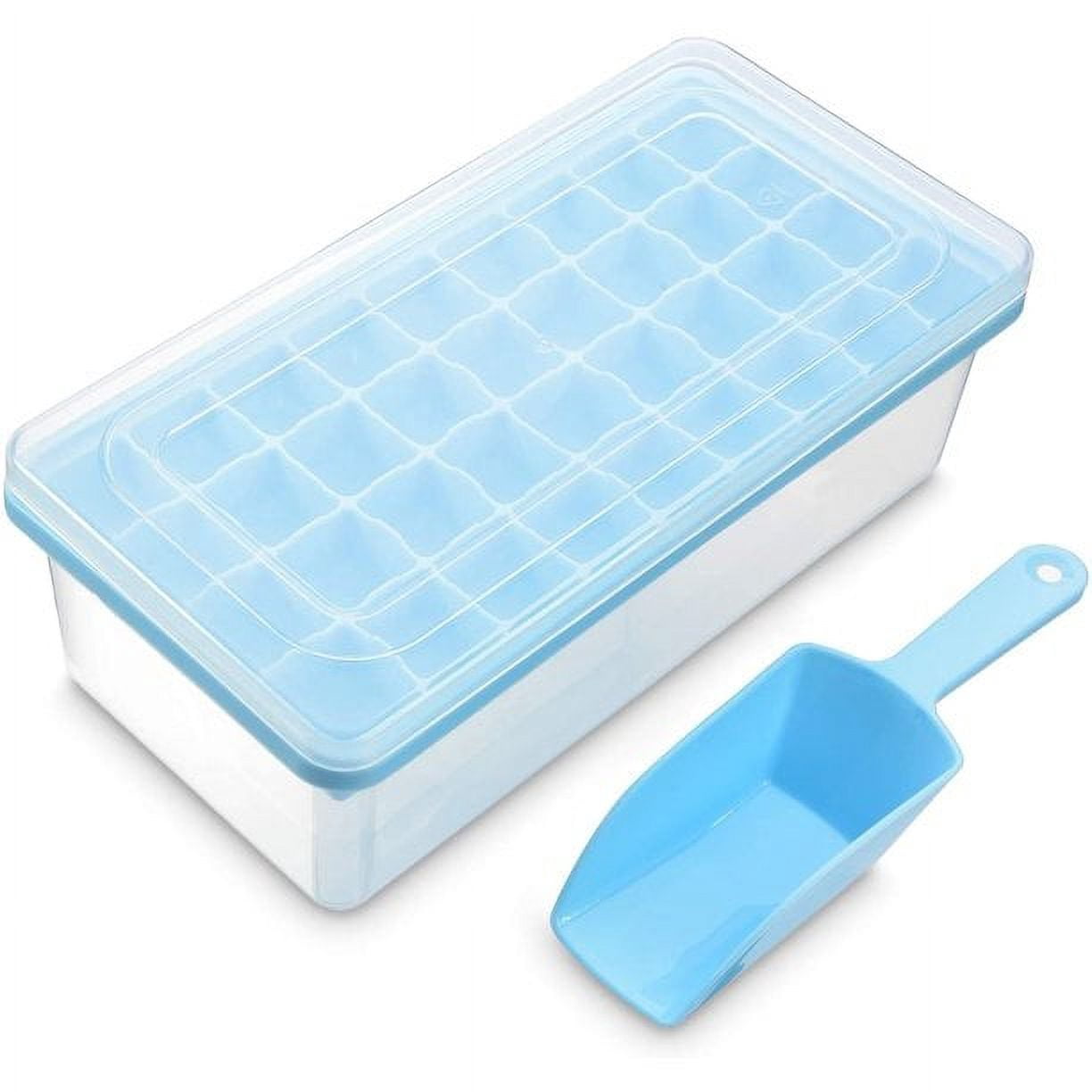 DEELLEEO Ice Cube Tray With Lid and Bin 33 Nugget Food-grade Silicone ...