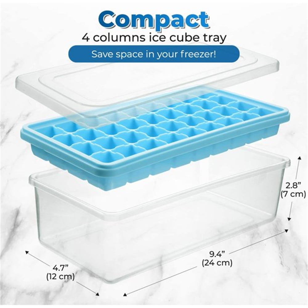 DEELLEEO Ice Cube Tray With Lid and Bin 33 Nugget Silicone Ice Tray For ...