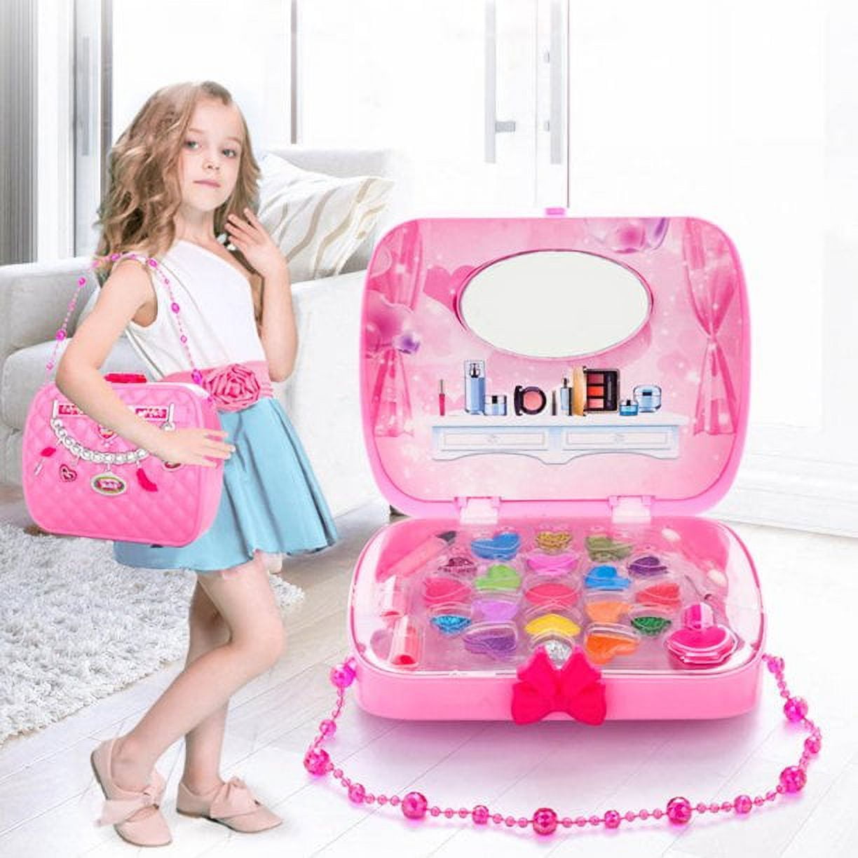 DEELLEEO Kids Princess Makeup Toys Kit for Girl, Washable Cosmetic Set ...