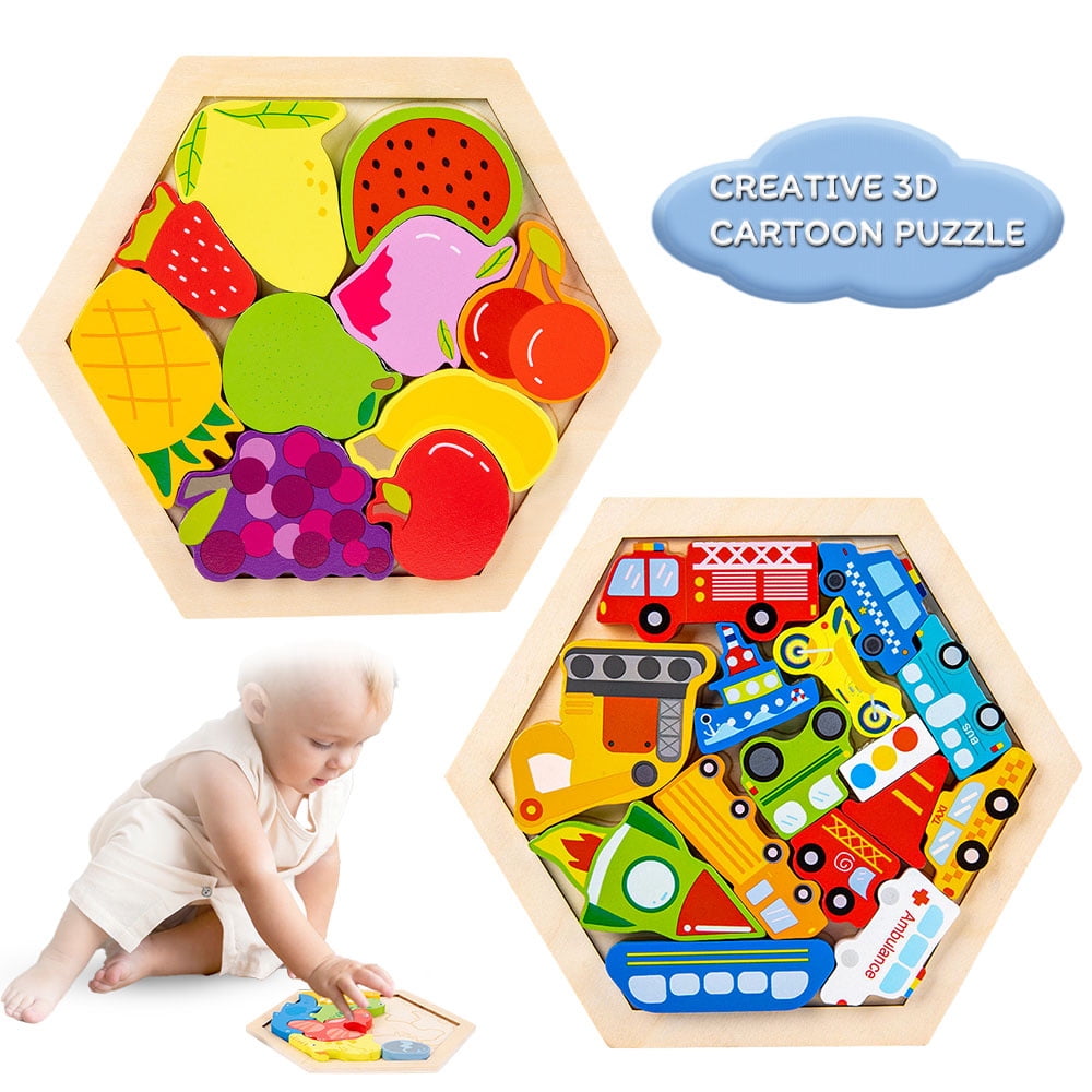 DEELLEEO Wooden Three-Dimensional Jigsaw Puzzle Young Children's Wooden ...