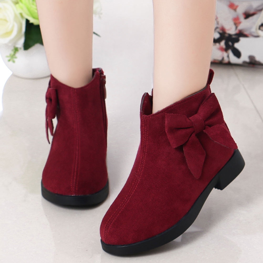 DEEPCRAFF 1 Pair Toddler Shoes Ankle Boots for Girls in Dark Red with ...